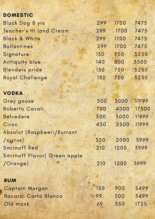 Menu at The Eye Club Resto Lounge & Bar - Hotel Hindusthan ...