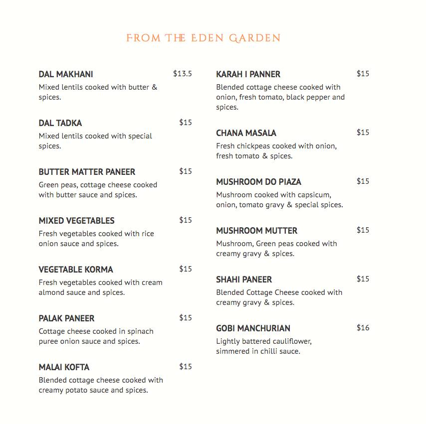 Menu at Tanveers Curry Hut restaurant, Underwood