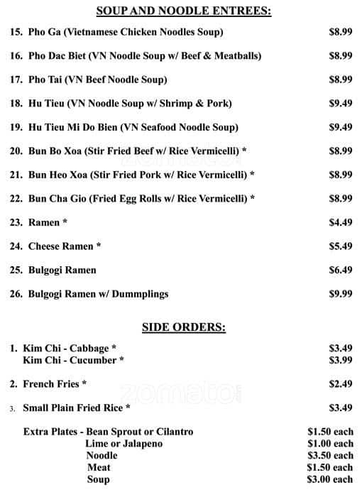 Menu at Little Saigon Restaurant, Clarksville, Fort Campbell Blvd B