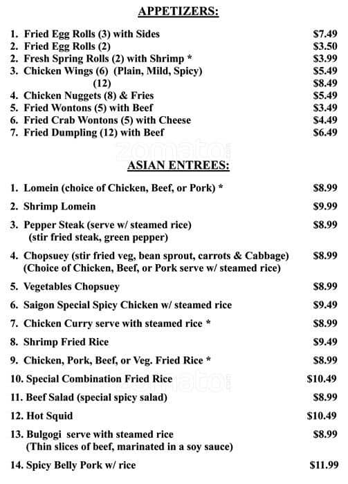 Menu at Little Saigon Restaurant, Clarksville, Fort Campbell Blvd B