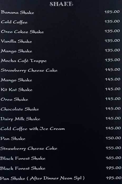 Menu at Cafe Neon, Kolkata, 76