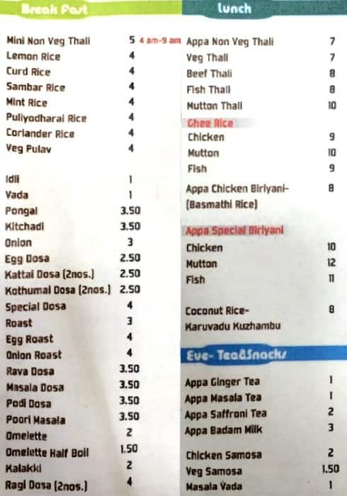 Appa Tea Menu, Menu for Appa Tea, Naif, Dubai - Zomato