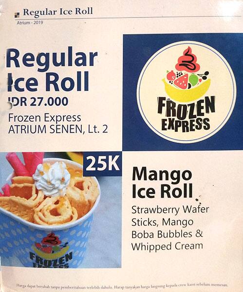 Menu at Frozen Express desserts, Jakarta, Jl. Tebet Barat 4 No. 12