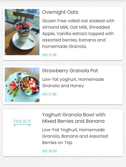 Menu of THIS IS IT, DIFC, Dubai