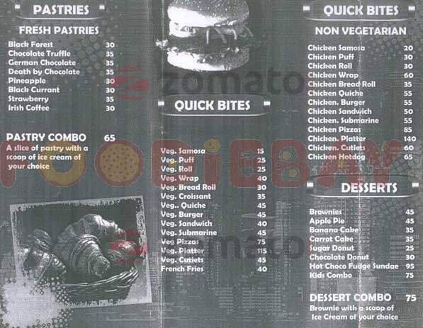 Menu at Black Bean Cafe, Bengaluru