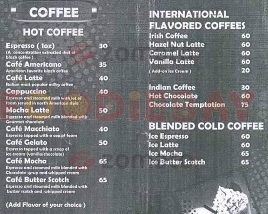 Menu at Black Bean Cafe, Bengaluru