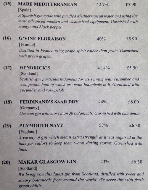 Menu at The Great Eastern pub & bar, London, 1 Glenaffric Ave