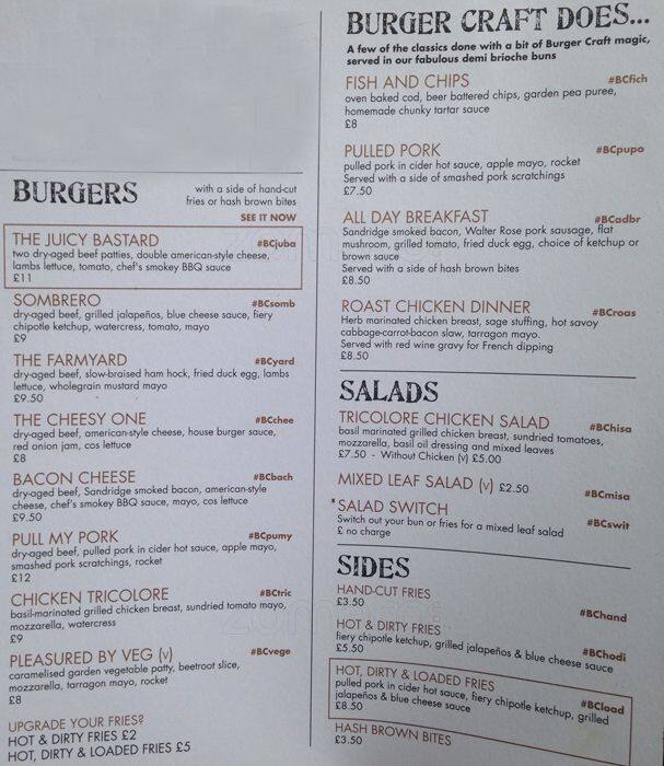 Menu at The Great Eastern pub & bar, London, 1 Glenaffric Ave