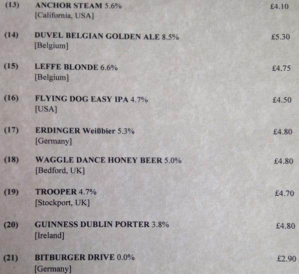 Menu at The Great Eastern pub & bar, London, 1 Glenaffric Ave