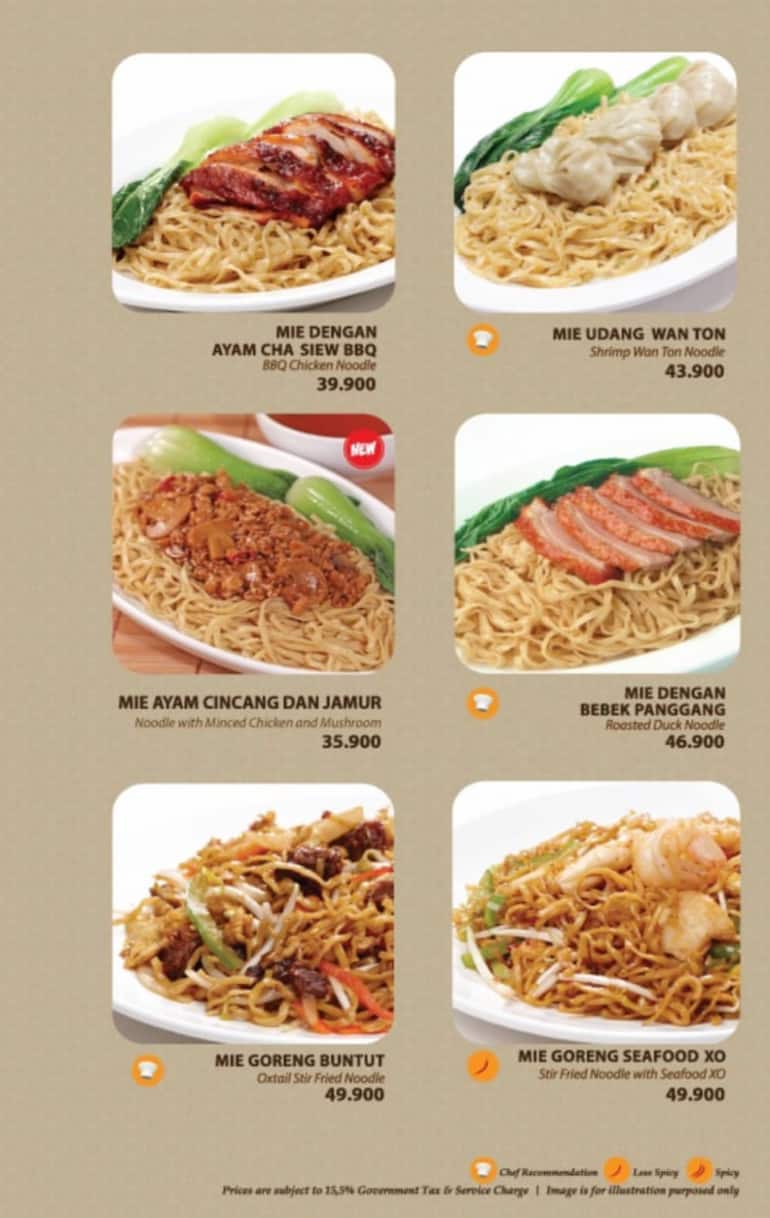 Menu at Imperial Duck Express restaurant, Jakarta