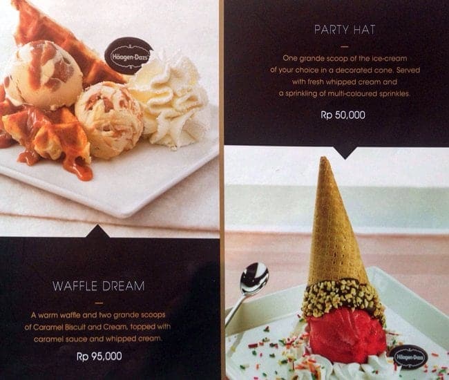 Menu at Haagen - Dazs desserts, Jakarta, Senayan City