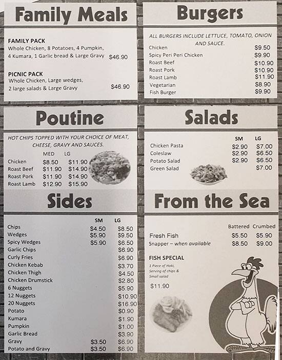 Menu at Chicken Spot restaurant, Hamilton