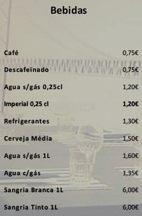 Menu at Alcântara Garfo restaurant, Lisbon