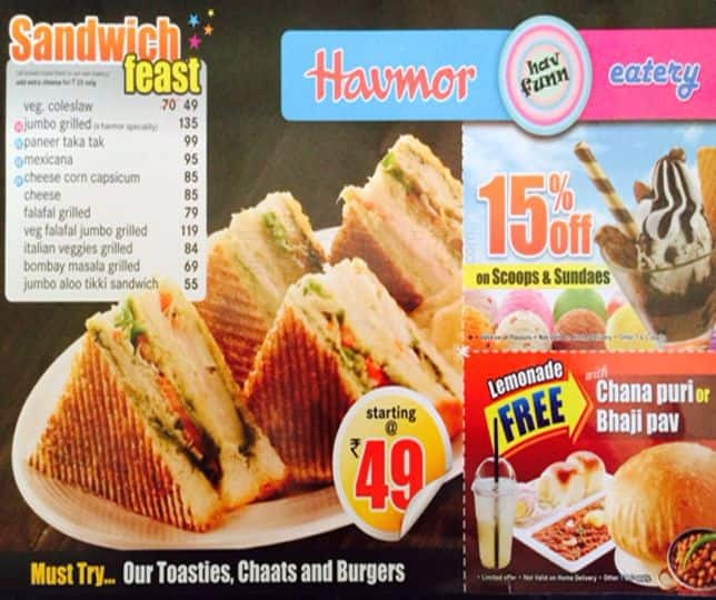 Menu at Havmor, Ahmedabad, K/101