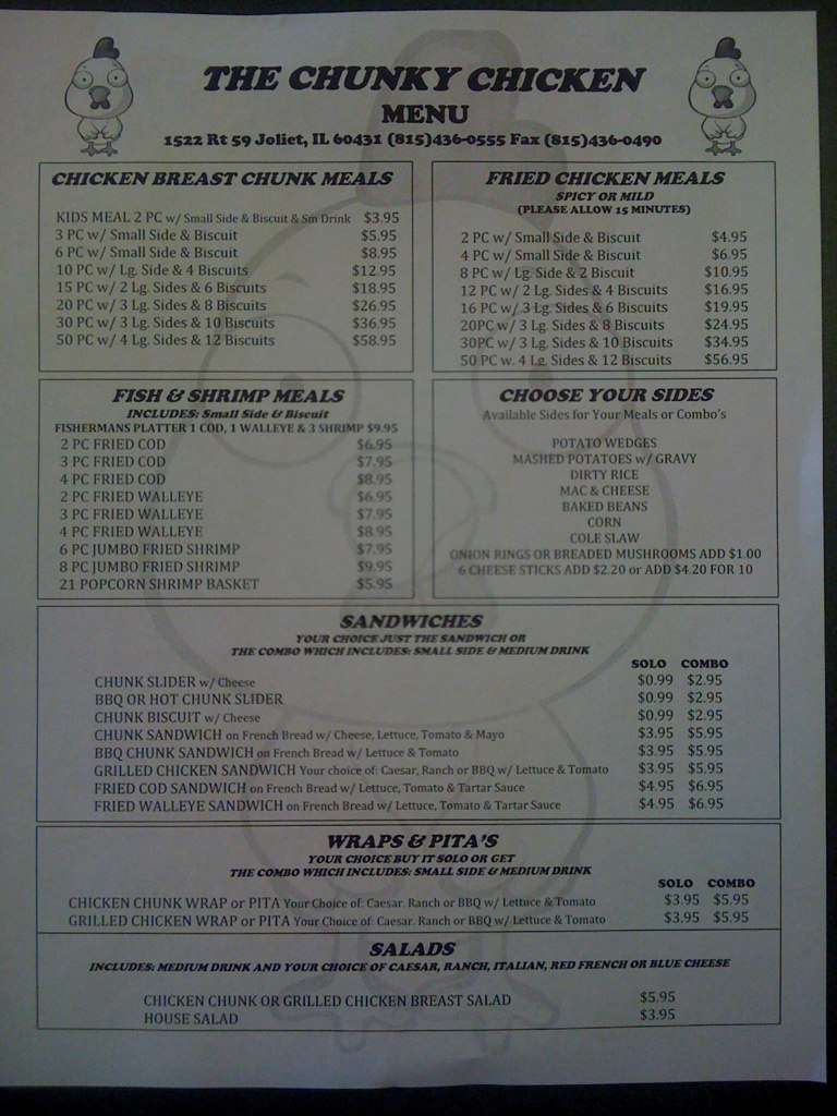 The Chunky Chicken Menu, Menu for The Chunky Chicken, Shorewood ...