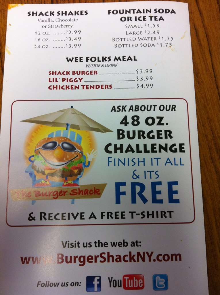 Menu at The Burger Shack restaurant, Coram, NY-112