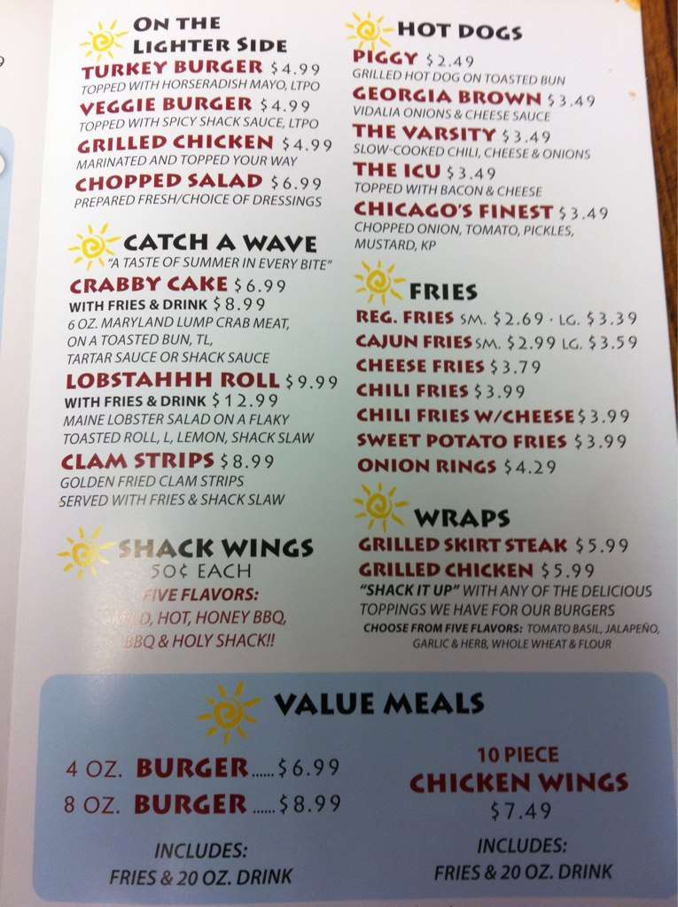 Menu at The Burger Shack restaurant, Coram, NY-112