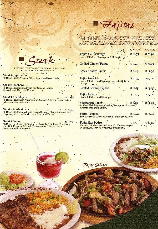 Menu at La pachanga pub & bar, Sullivan