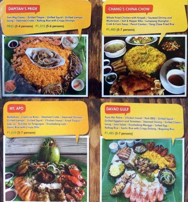 Menu at Seafood Island, Quezon City, Second Floor