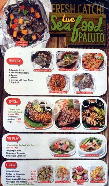 Menu at Seafood Island, Quezon City, Second Floor