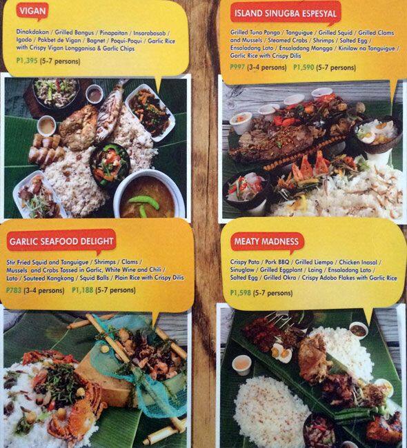 Menu at Seafood Island, Quezon City, Second Floor