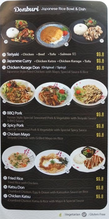 Menu at Sushi Mori restaurant, Alexandra Hills