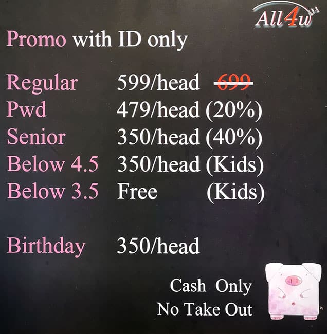 Menu at ALL4U Unlimited Grill & Shabu-Shabu BBQ, Makati