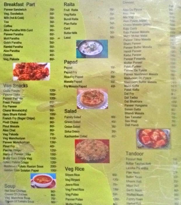 Menu at Four Seasons Restaurant Bar, Kota