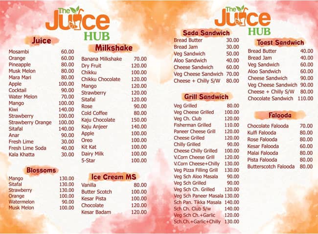 Menu of The Juice Hub, Wadala, Mumbai