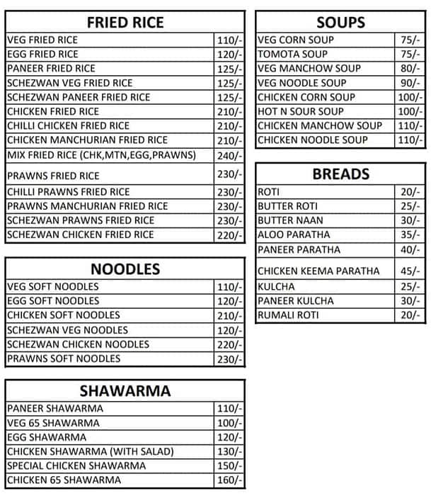 Menu of Yummy Kitchen, ECIL, Secunderabad