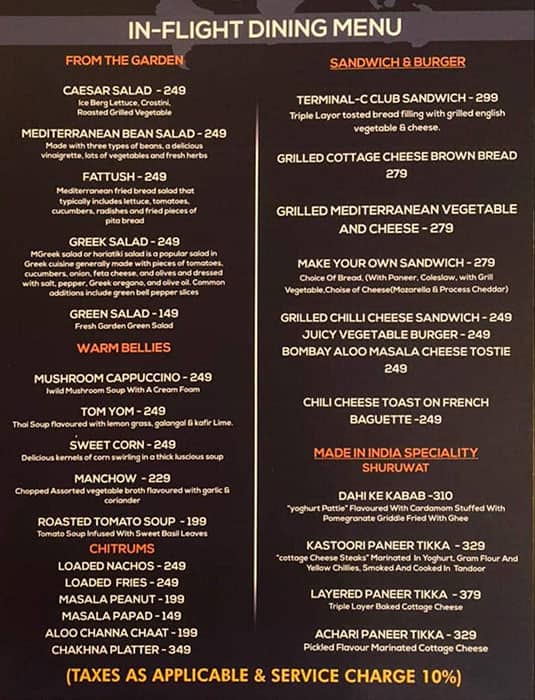 Menu at Aircraft Restaurant (Terminal C), Murthal