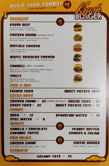 Menu at Krush Burger Dubai ( Downtown ) restaurant, Dubai, 71 Financial ...