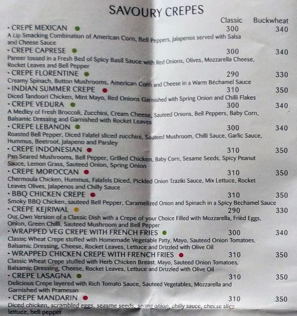 Menu of D'Crepes Cafe, Manpada, Thane West, Thane