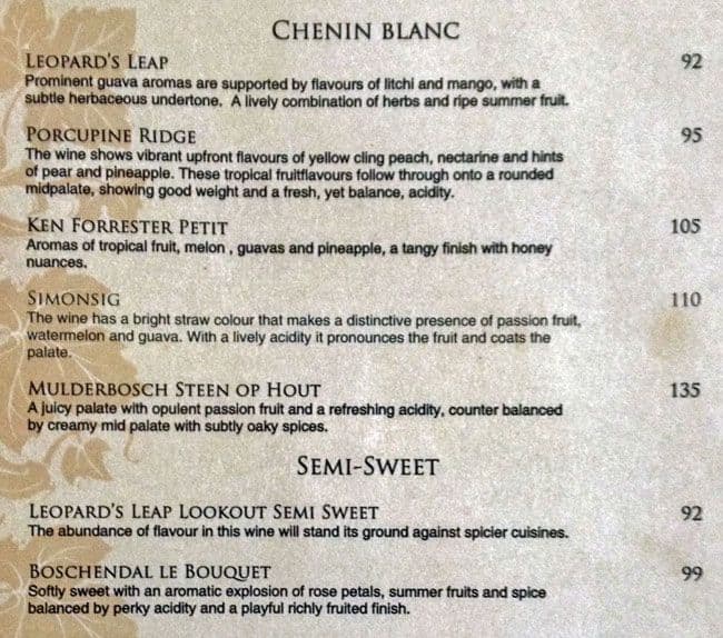 Menu at Castella Amare Restaurant, Cape Town, 47 5th Ave