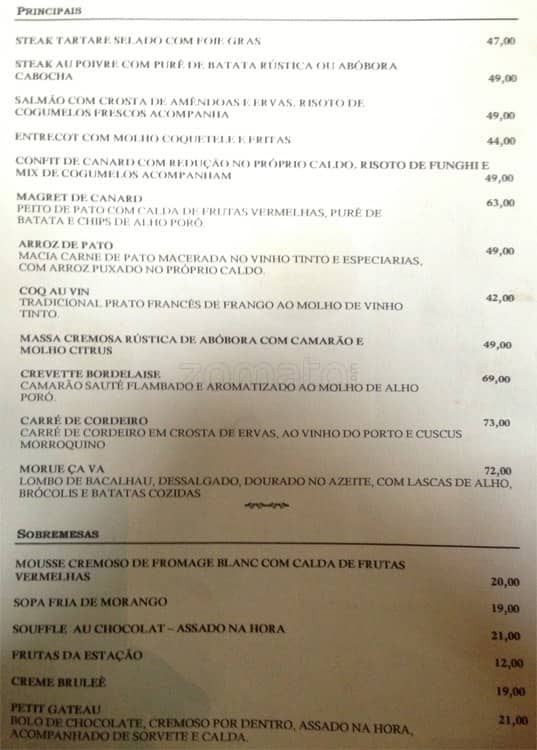 Menu em Ça-Va - Erick Jacquin restaurante, São Paulo