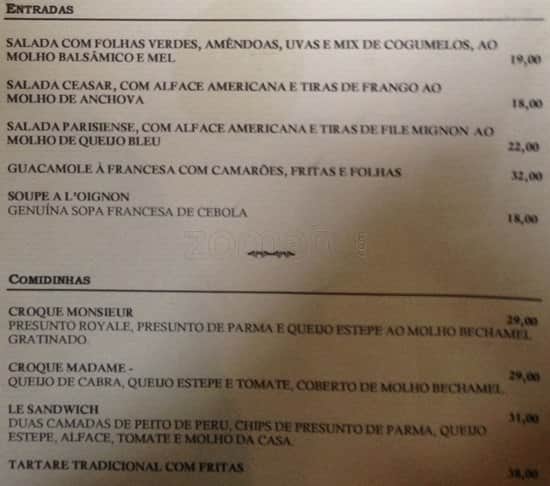 Menu em Ça-Va - Erick Jacquin restaurante, São Paulo