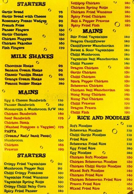 Menu at The Three Doors Cafe, Chennai