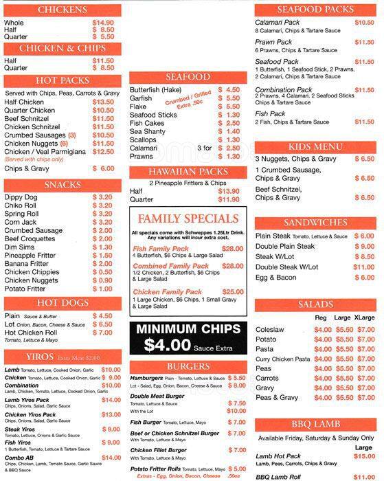 Menu at Paddock's Fish And Chips fast food, Para Hills West