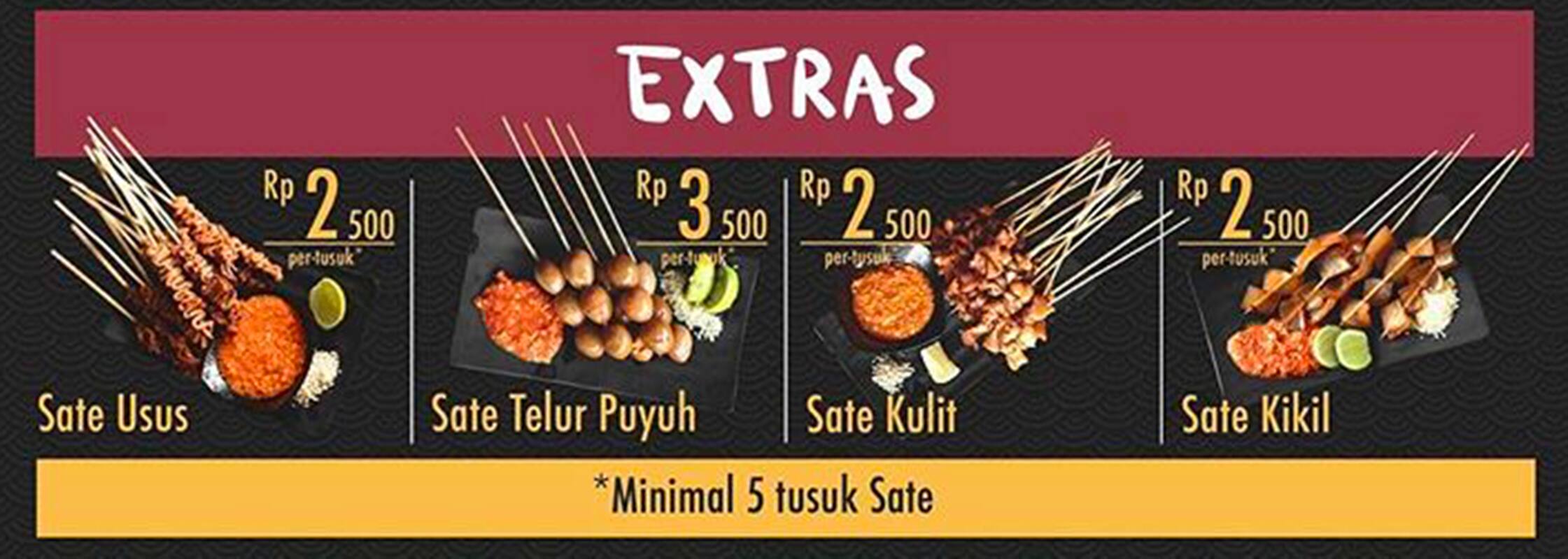 Menu at Sate Taichan Binggo Galaxy restaurant, Bekasi Regency, Jl ...