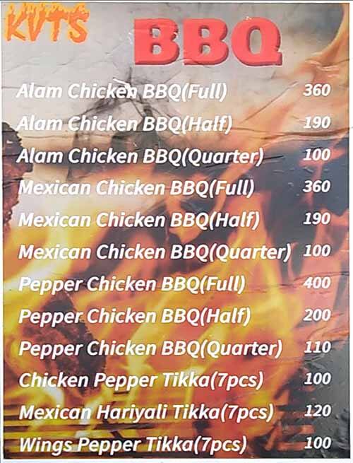 Menu at KVTS Shawarma/Barbeque, Chennai