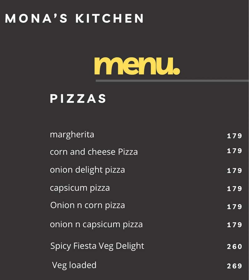 Menu of Mona’s Kitchen, Sector 70, Mohali