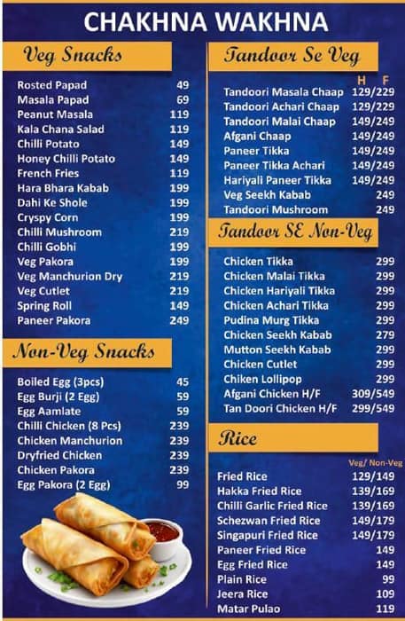Menu of Chakhna Hub, Sector 37, Gurgaon