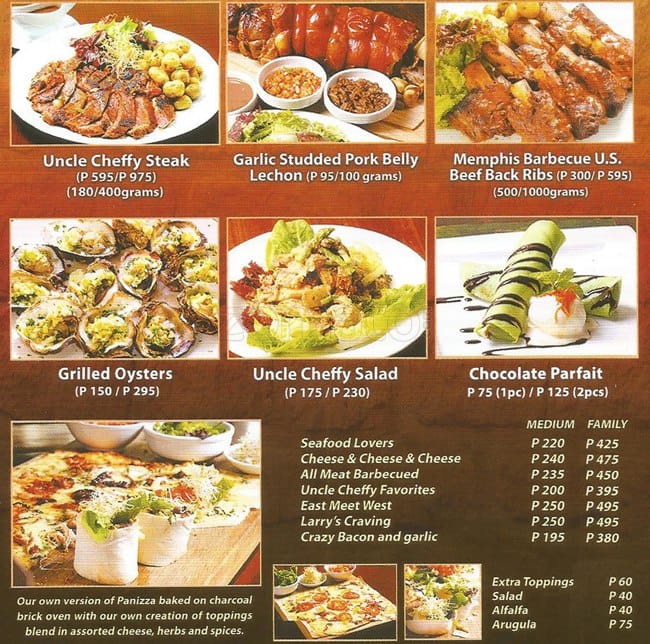 Menu at Uncle Cheffy restaurant, Pasig, G/F