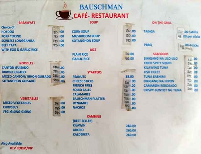 Menu at Cafe Bauschmann, Quezon City