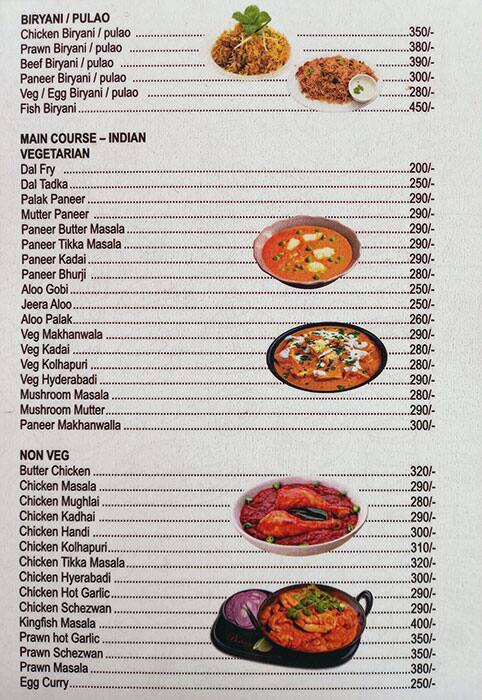 Menu at Baga Resto Bar, Baga, HQ42+MP7
