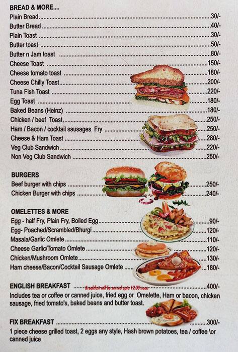 Menu at Baga Resto Bar, Baga, HQ42+MP7
