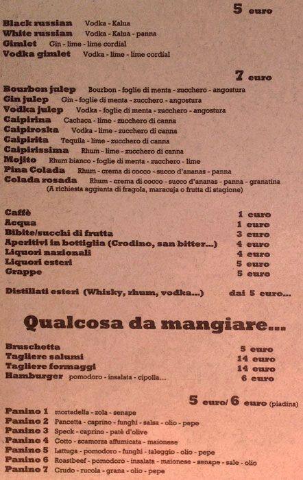 Menu at Mom Cafè cafe, Milan