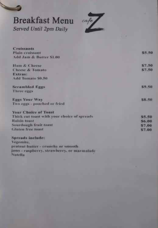 Menu at Cafe Z, Research