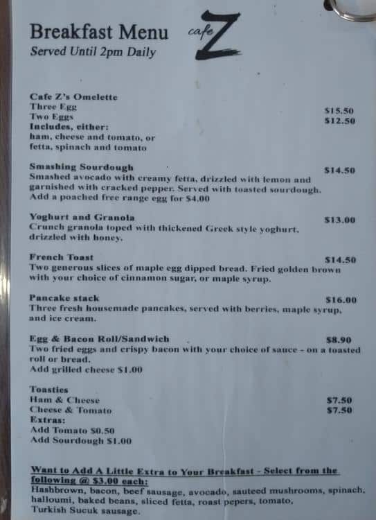 Menu at Cafe Z, Research