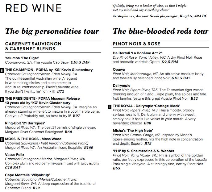 Menu at Edgewater Dining & Lounge restaurant, Surfers Paradise